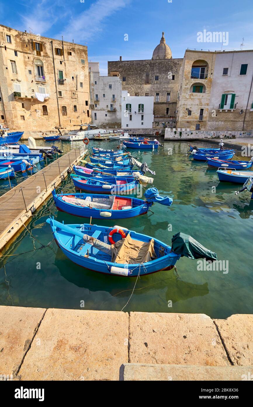 Old port of Monopoli province of Bari, region of Apulia, southern Italy ...
