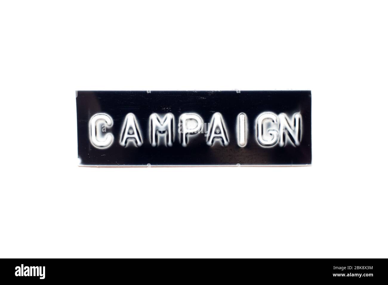 Embossed letter in word campaign in black banner on white background ...