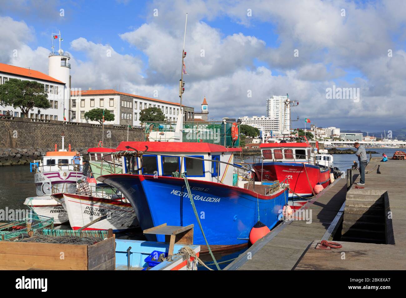 Fishing boats in Ponta Delgada Port,Sao Miguel Island,Azores, Portugal ...
