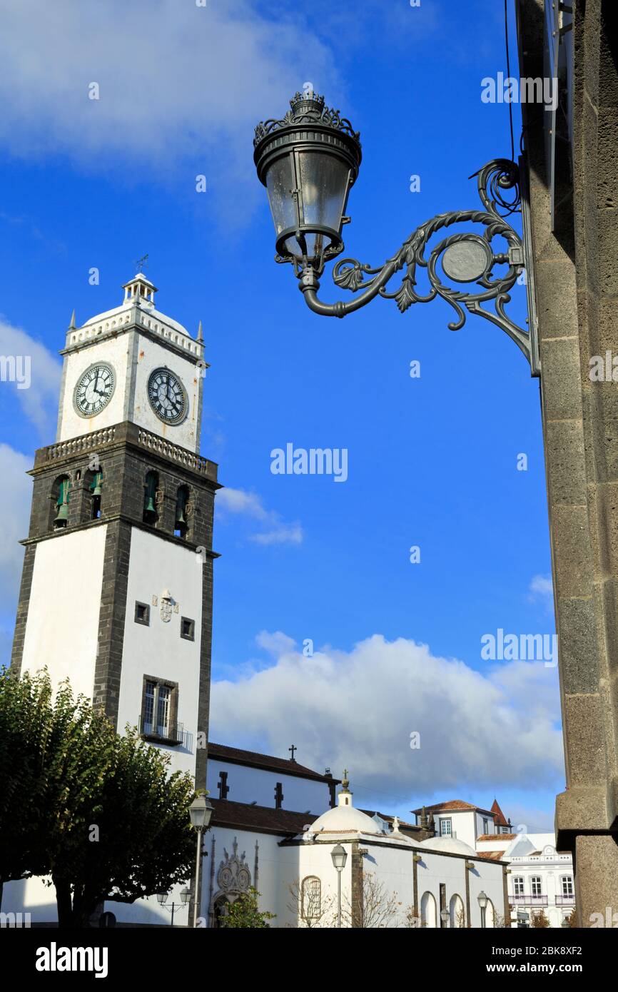 Main Church clock tower,Ponta Delgada City,Sao Miguel Island,Azores ...