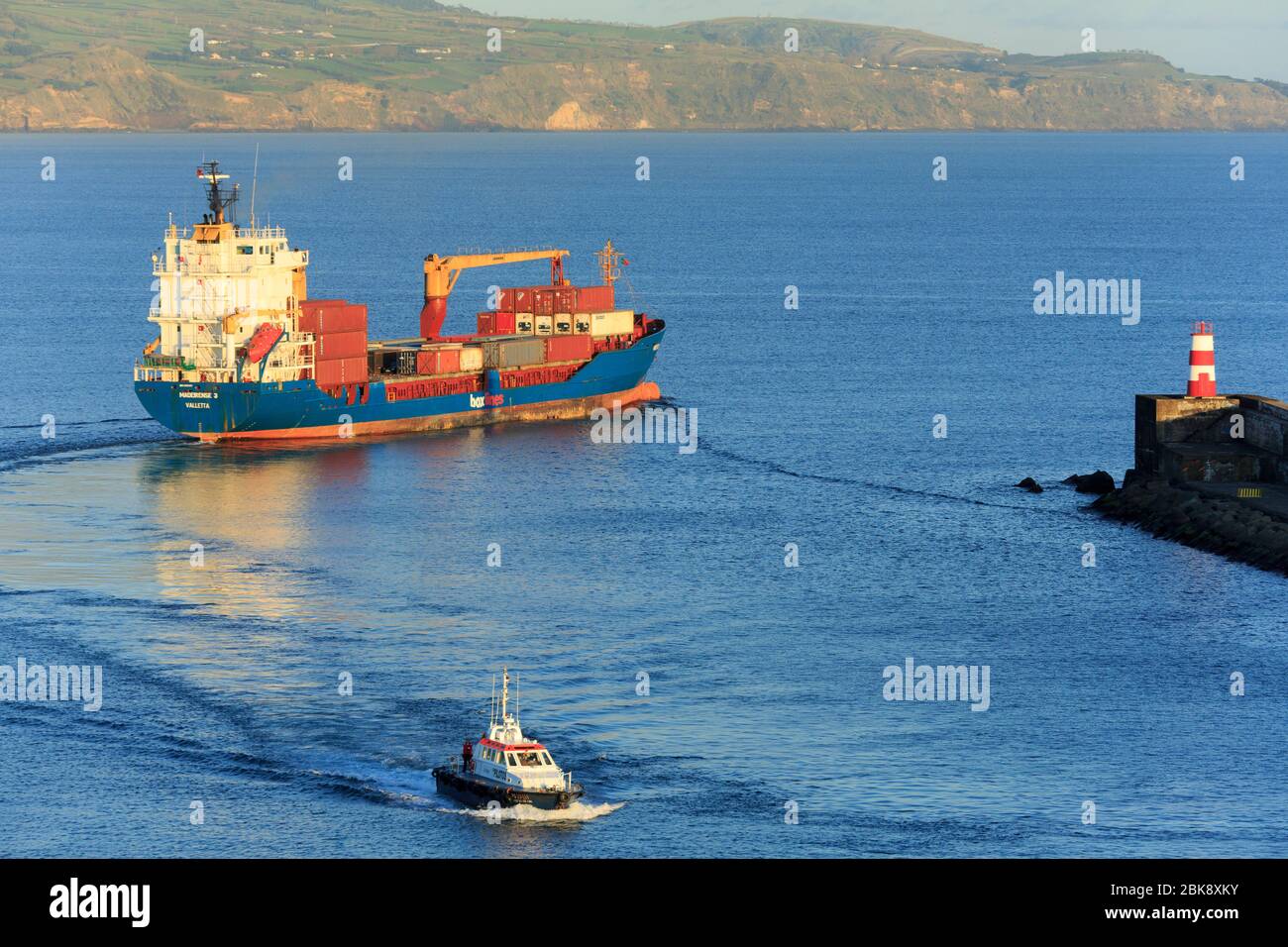 Container ship in Ponta Delgada Port,Sao Miguel Island,Azores, Portugal ...