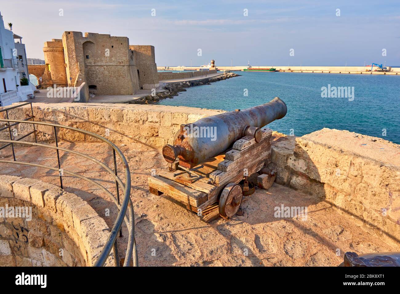 Medieval Defense Cannon and Turret In Front Of Castle Carlo V At Sunset ...
