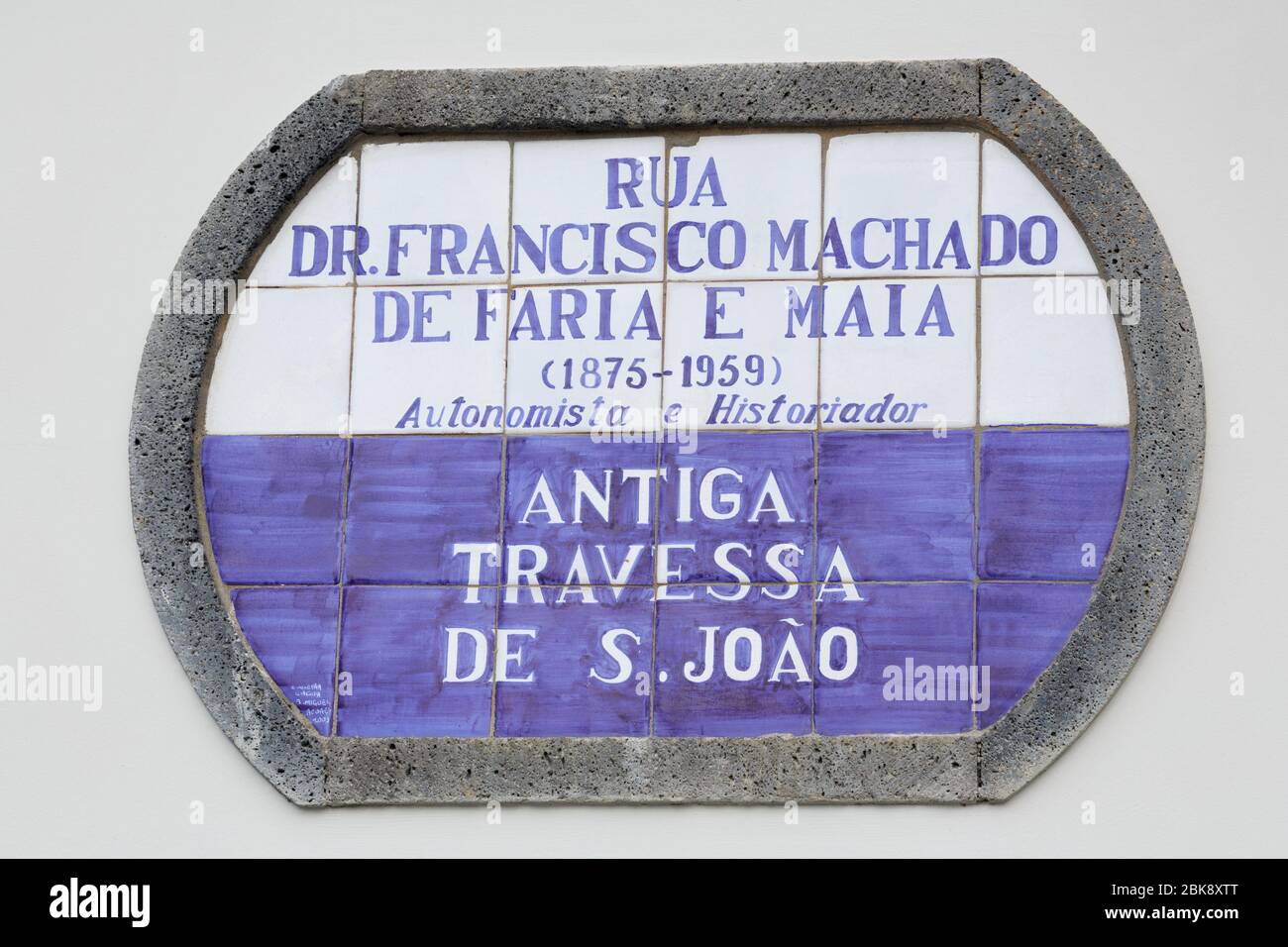 Street sign, Ponta Delgada, Sao Miguel Island, Azores, Portugal, Europe ...