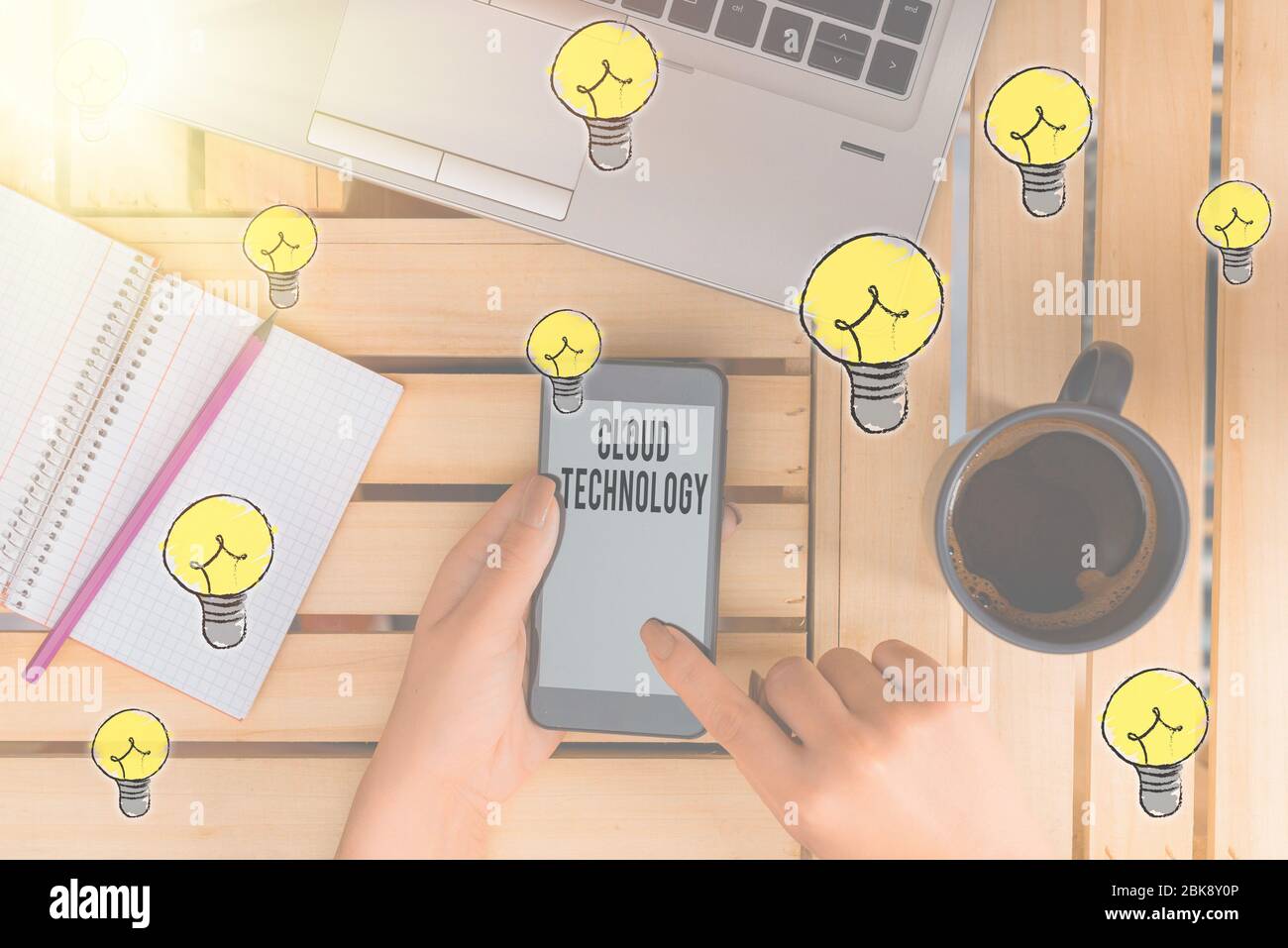 Word writing text Cloud Technology. Business photo showcasing storing and accessing data and ...