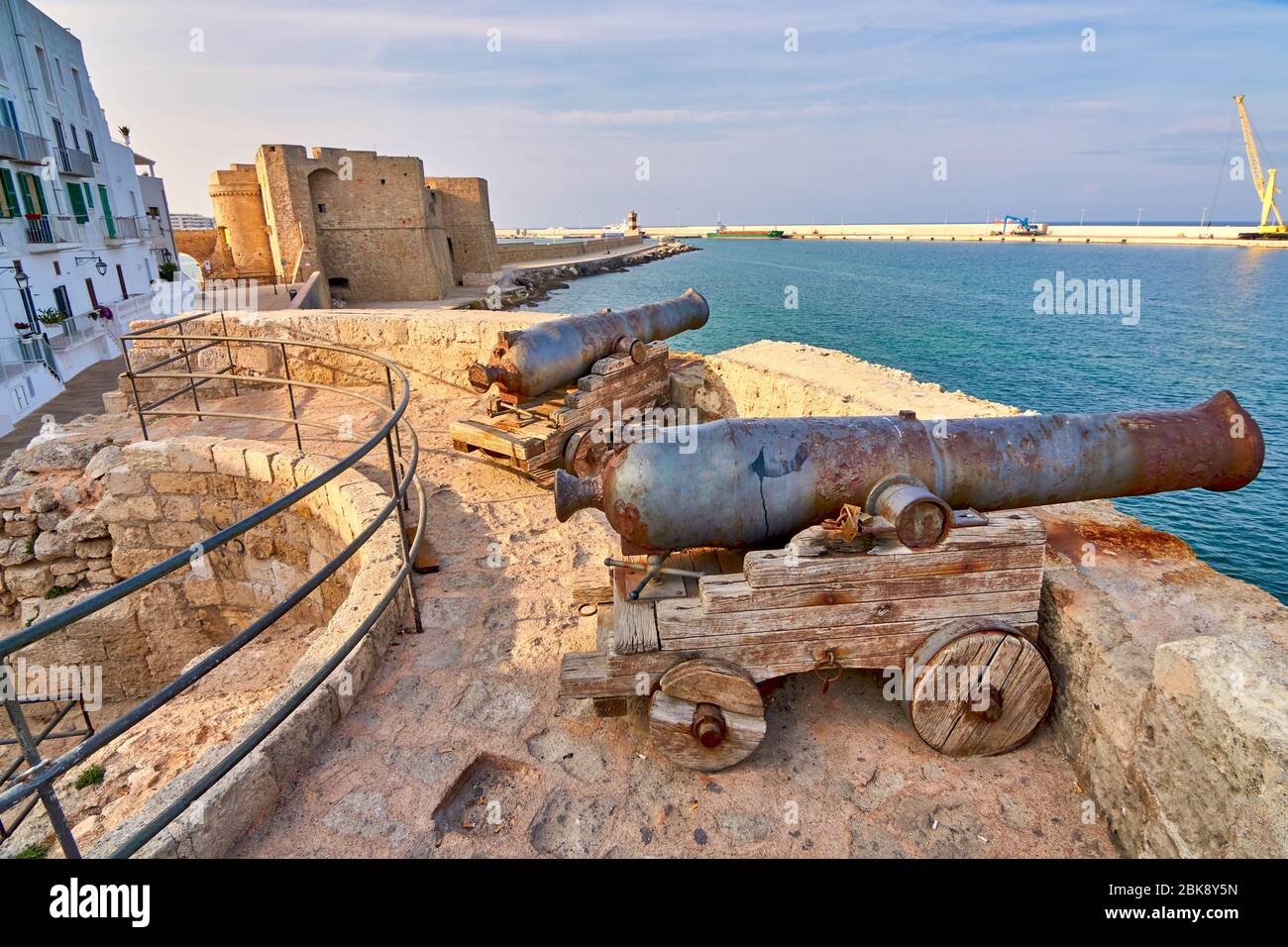 Two Medieval Defense Cannons and Turret In Front Of Castle Carlo V At ...