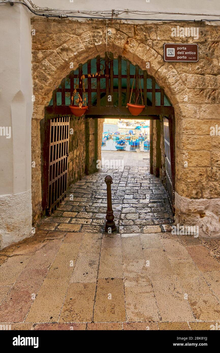 Old Entrance Gate Of The Ancient Medieval Harbour of Monopoli Apulia ...