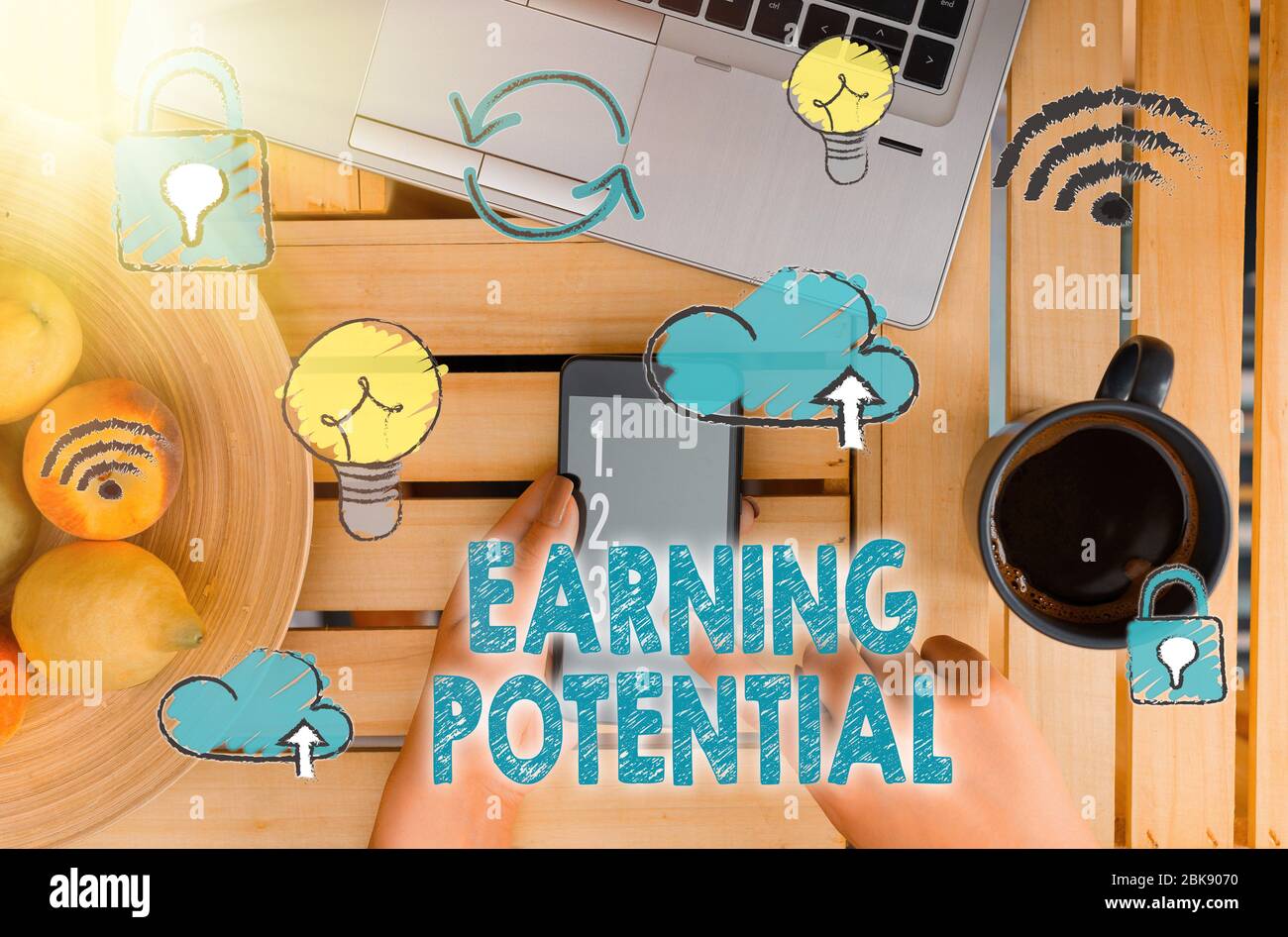 Handwriting text Earning Potential. Conceptual photo Top salary for a ...