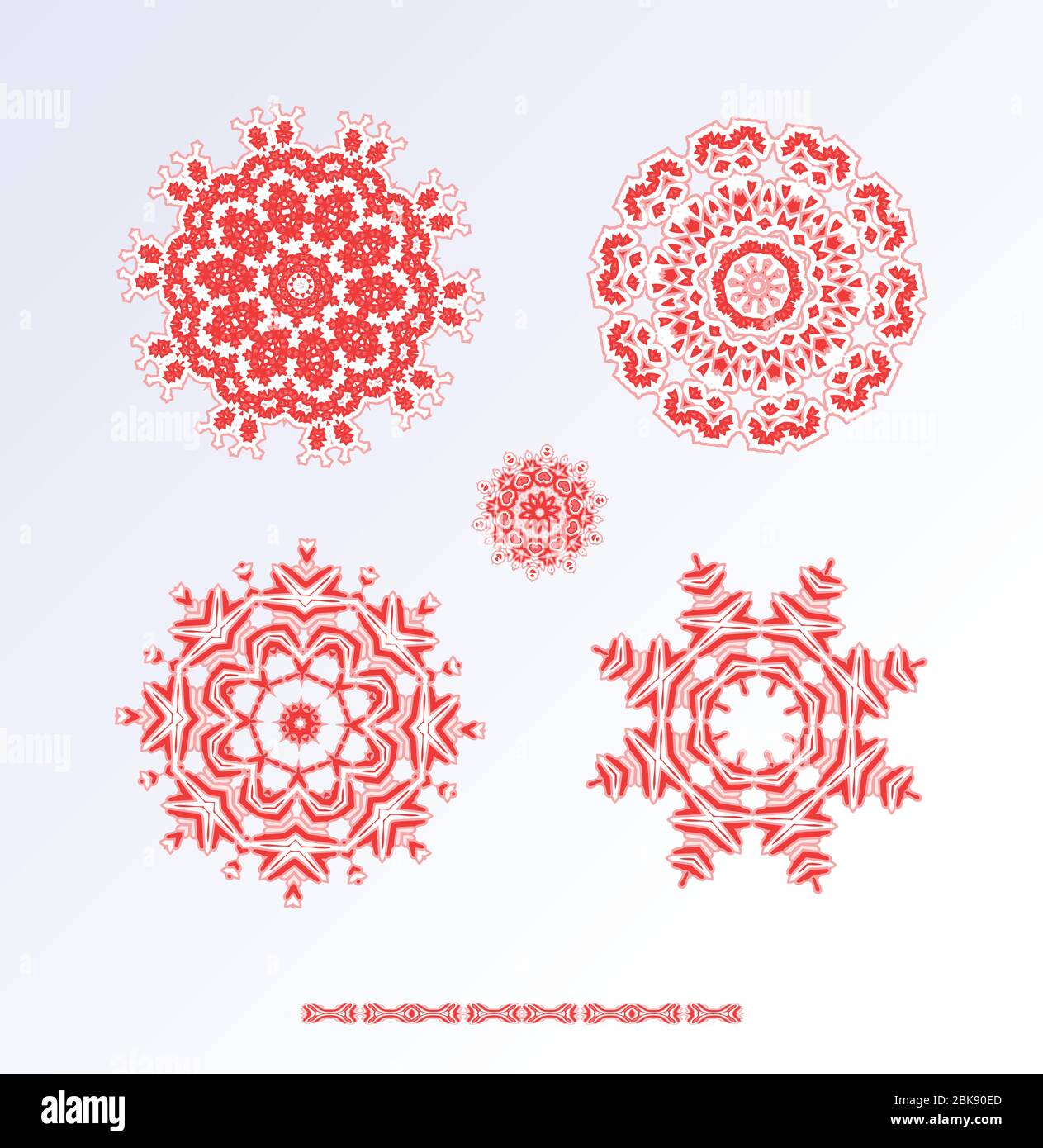 Collection of different red snowflakes on white background Stock Vector ...