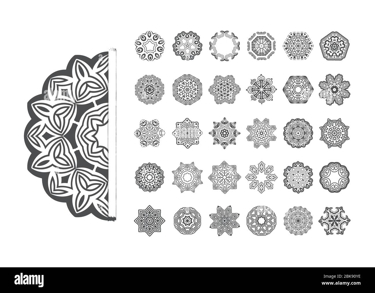 Circle ornament frame. Circular pattern of traditional motifs and ...