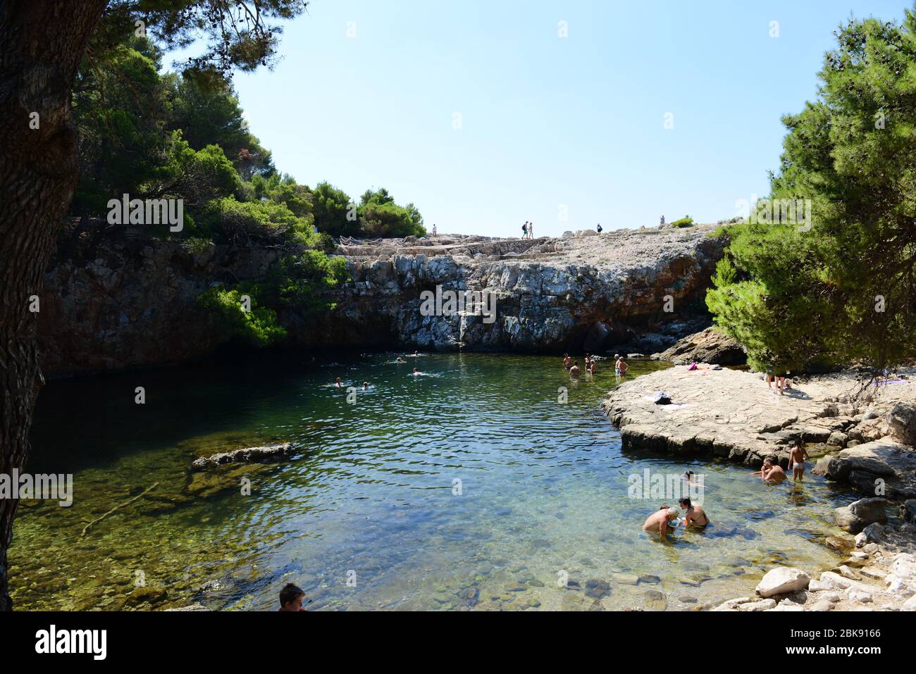 The picturesque 'Dead Sea' pool on Lokrum island near Dubrovnik ...
