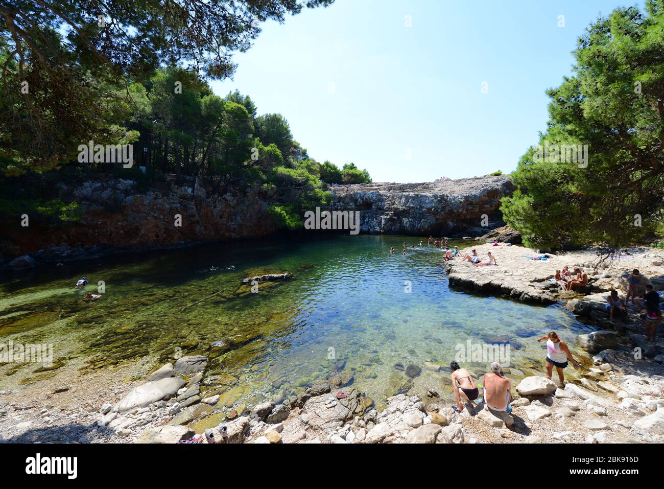 The picturesque 'Dead Sea' pool on Lokrum island near Dubrovnik ...