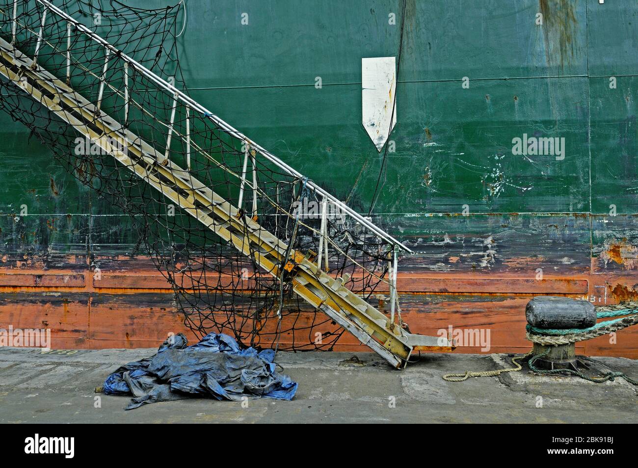 jakarta, indonesia - 2009.11.22: the portside hull and gangway of the ...