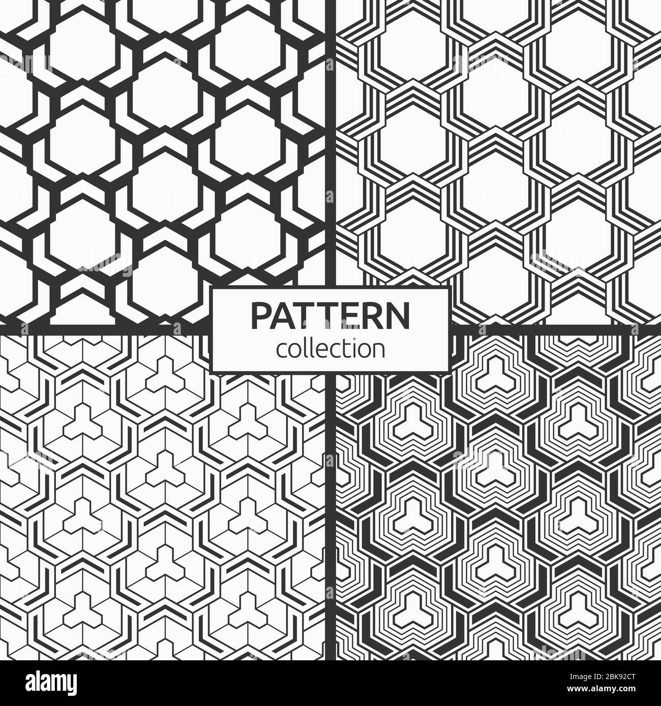 Set Of Four Seamless Patterns Abstract Geometric Trendy Vector Backgrounds Modern Stylish