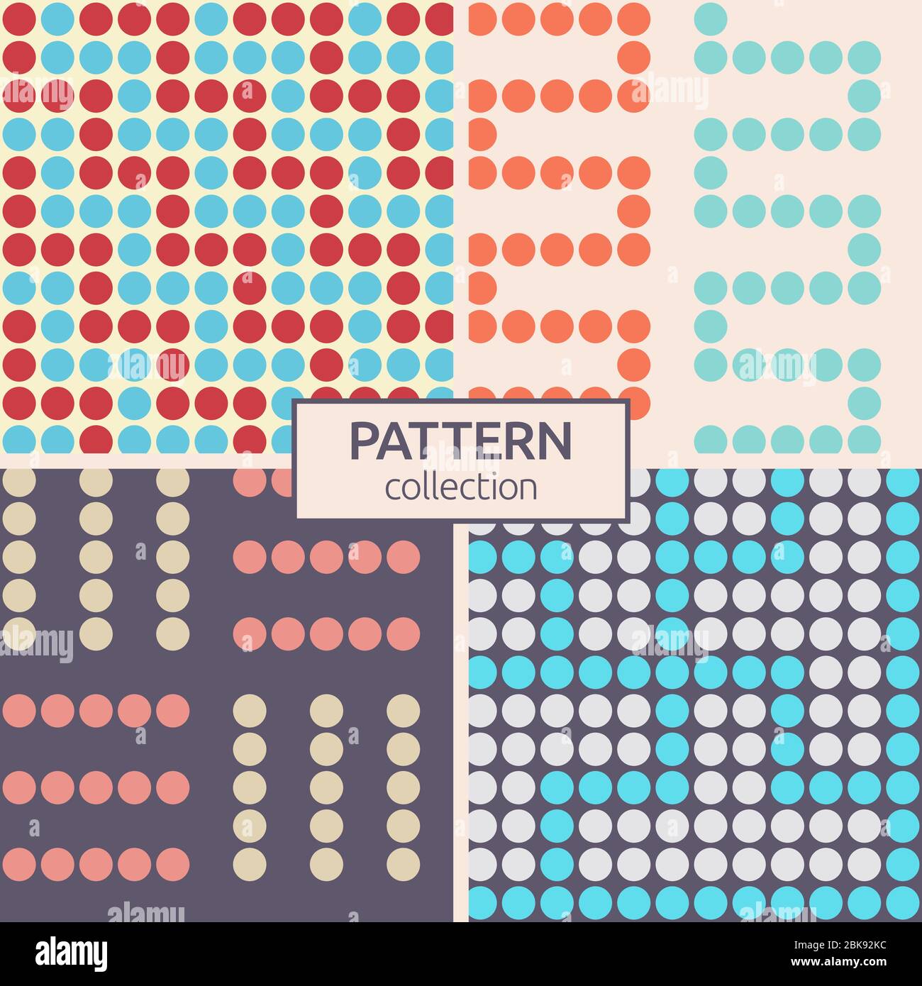 Set of four abstract small circles seamless patterns. Groups of circles ...