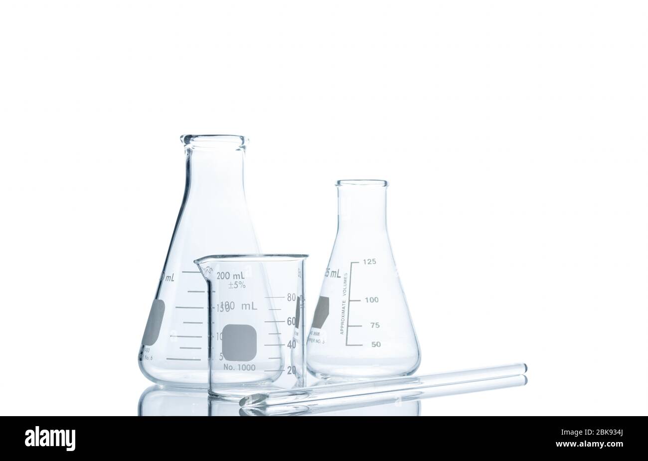 Realistic Glass Laboratory Equipment Set. Flasks and measuring beaker ...