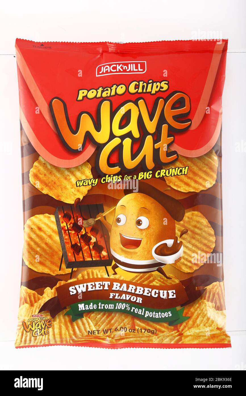 Antipolo City, Philippines - February 6, 2019: Bag of Wave cut potato ...