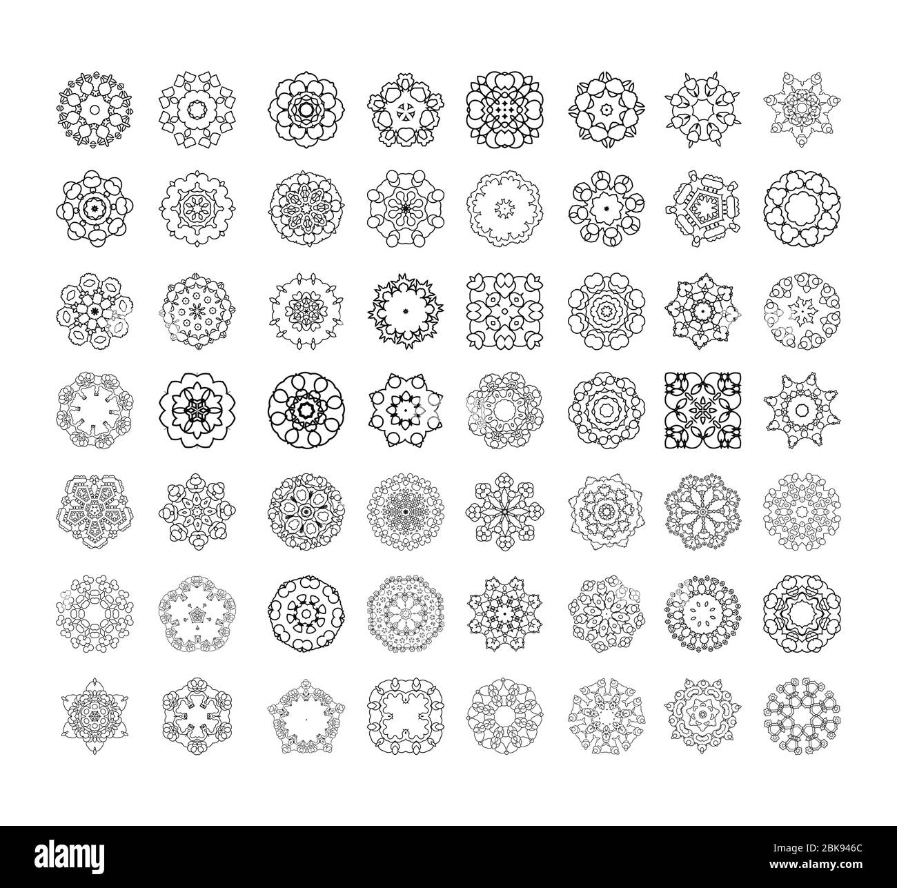 Circular pattern set of traditional motifs and ancient oriental ...