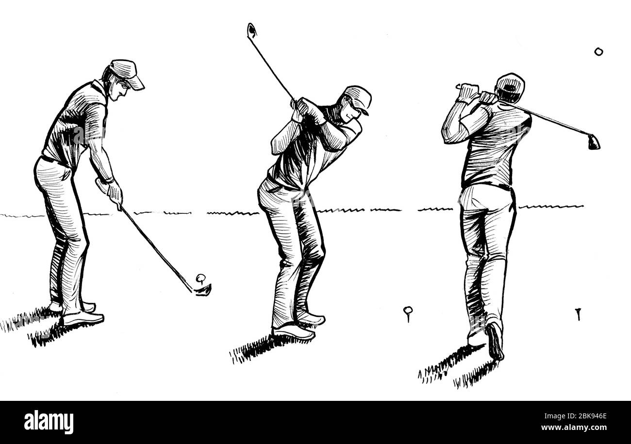 Black sketch golfer Cut Out Stock Images & Pictures - Alamy