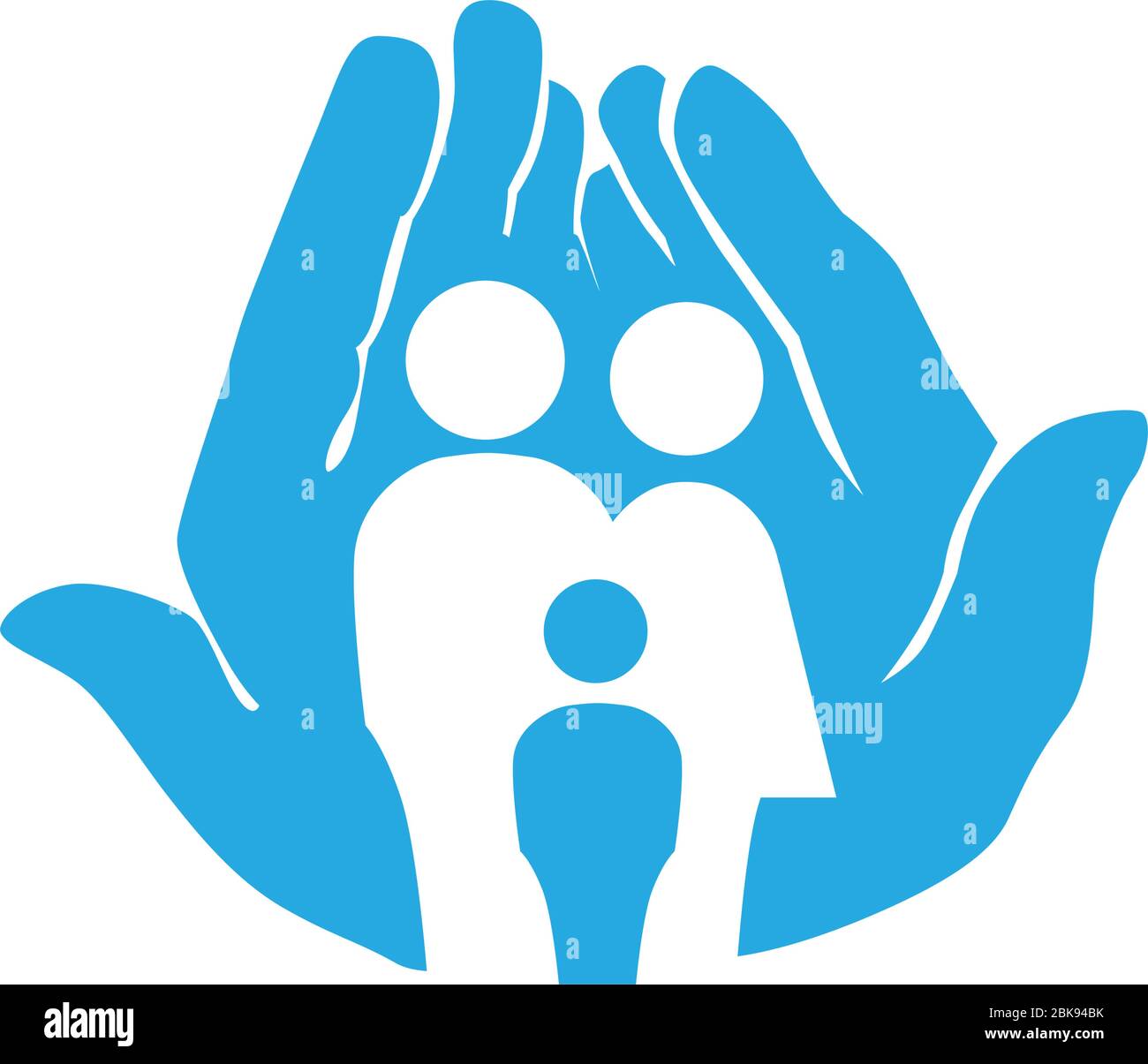 blue hands holding miniature human family Stock Vector Image & Art - Alamy