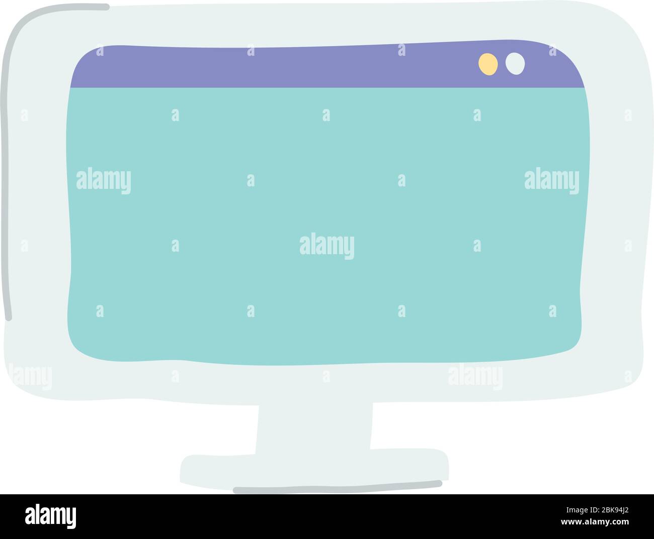 computer monitor icon over white background, flat style, vector ...