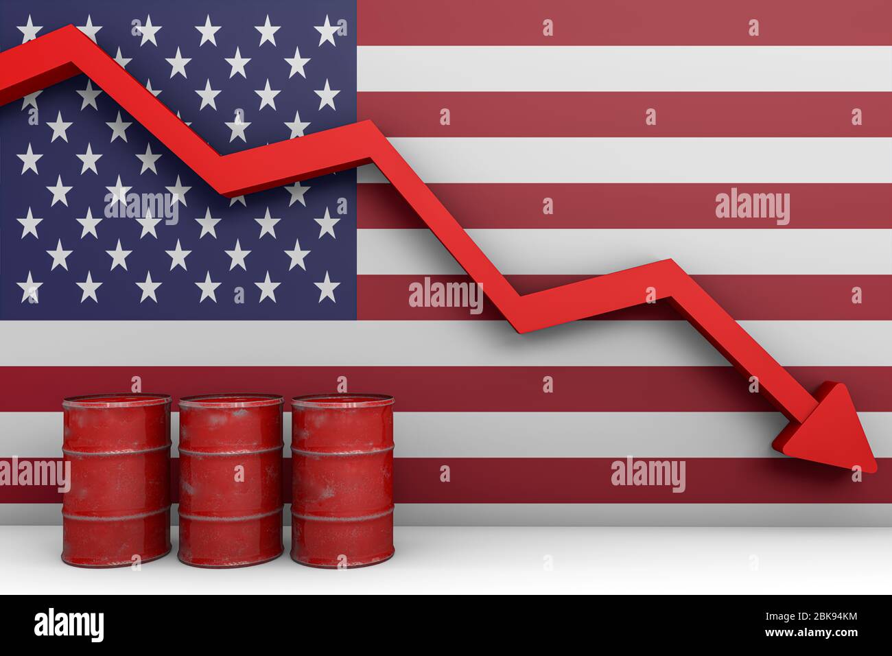 3D rendering of finance and economy concept. Recession and declining ...