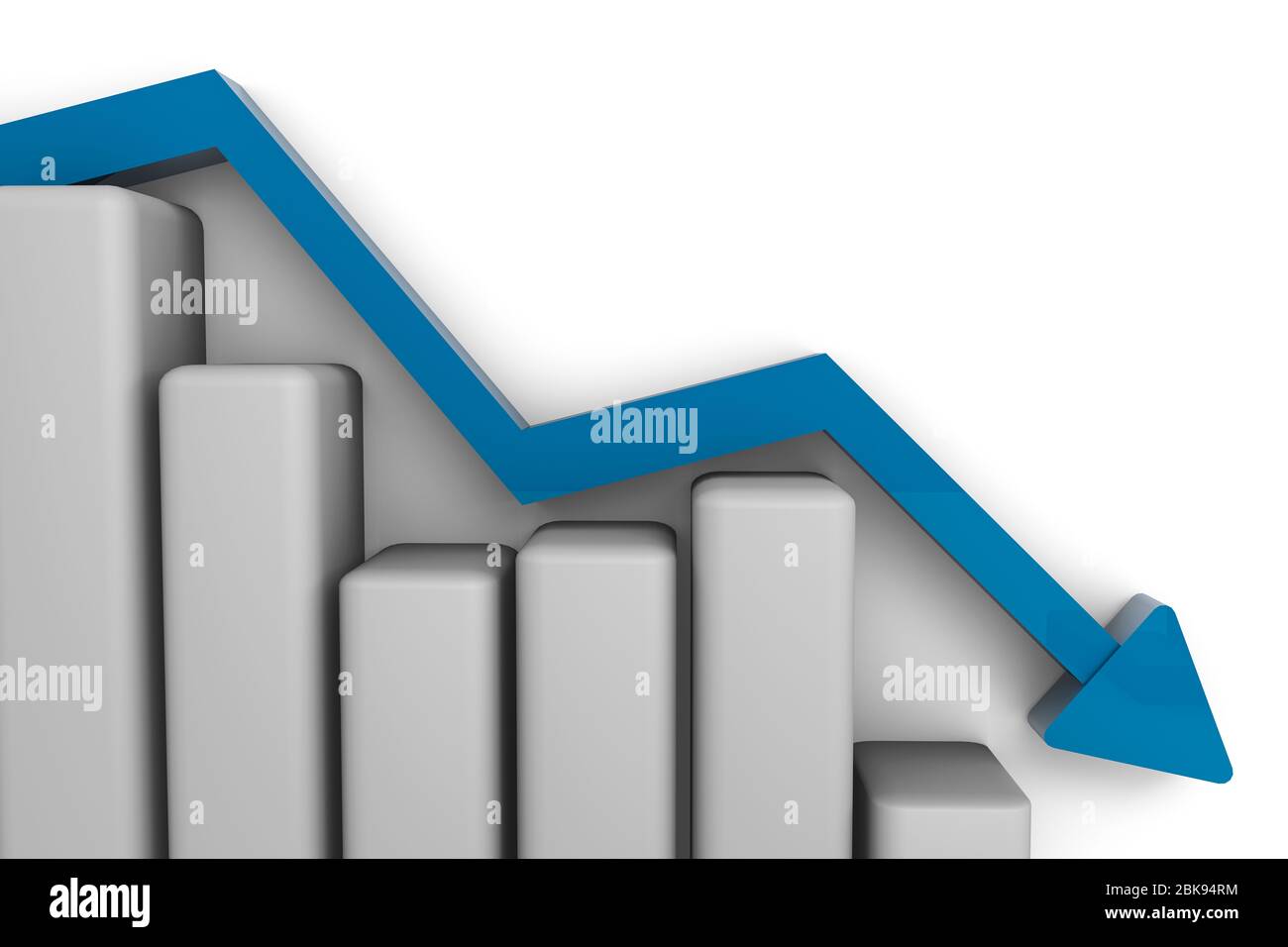 3D rendering of finance and economy concept. Recession and declining ...