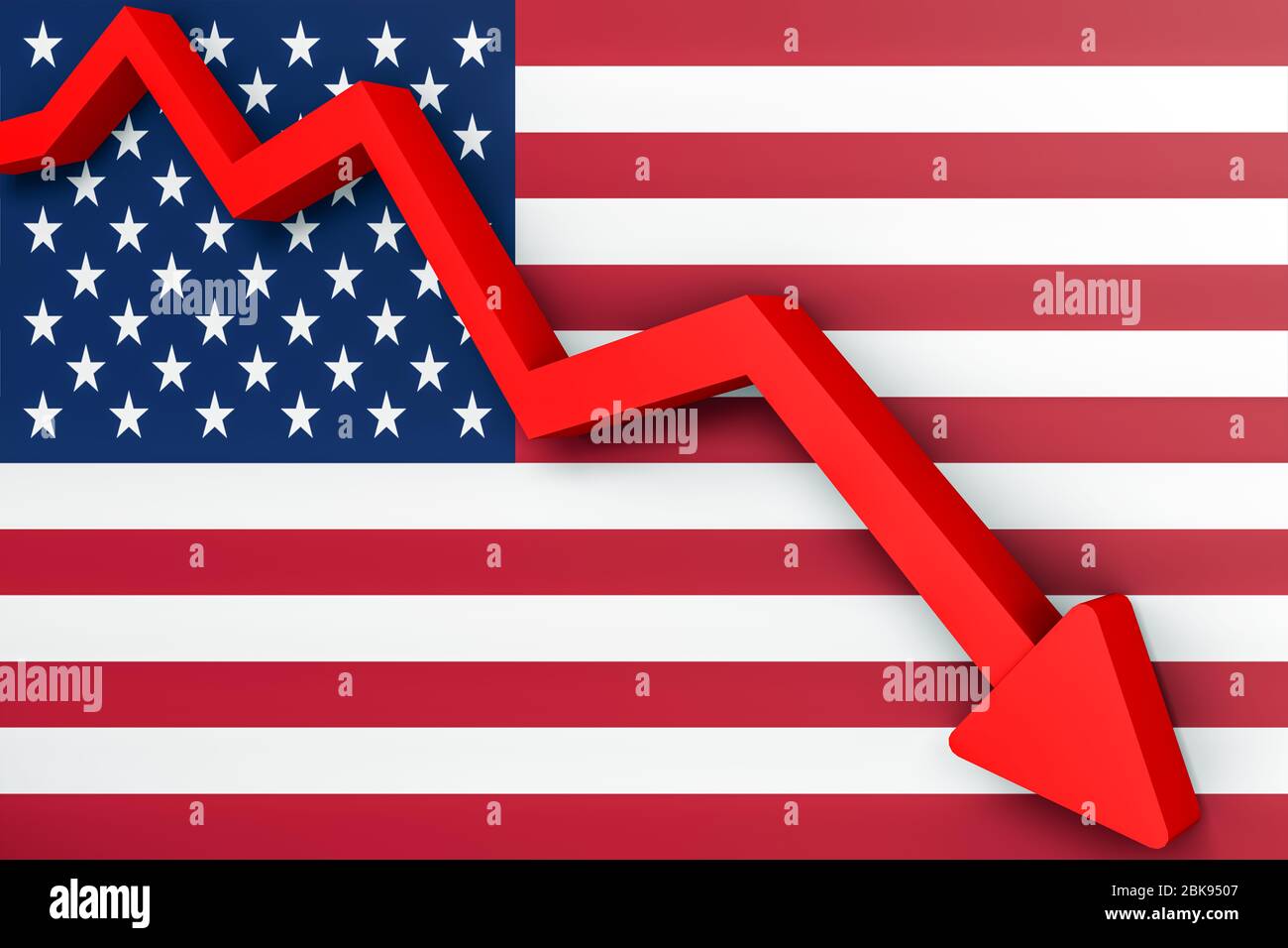 3D rendering of finance and economy concept. Recession and declining ...