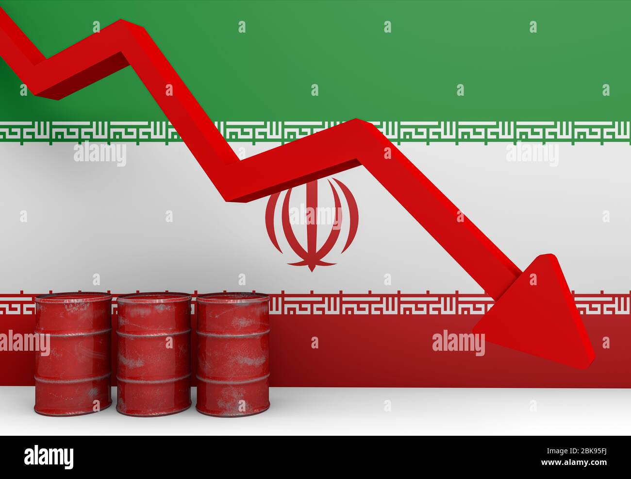 3D rendering of finance and economy concept. Recession and declining ...
