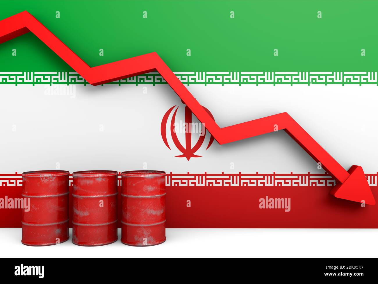 3D rendering of finance and economy concept. Recession and declining ...