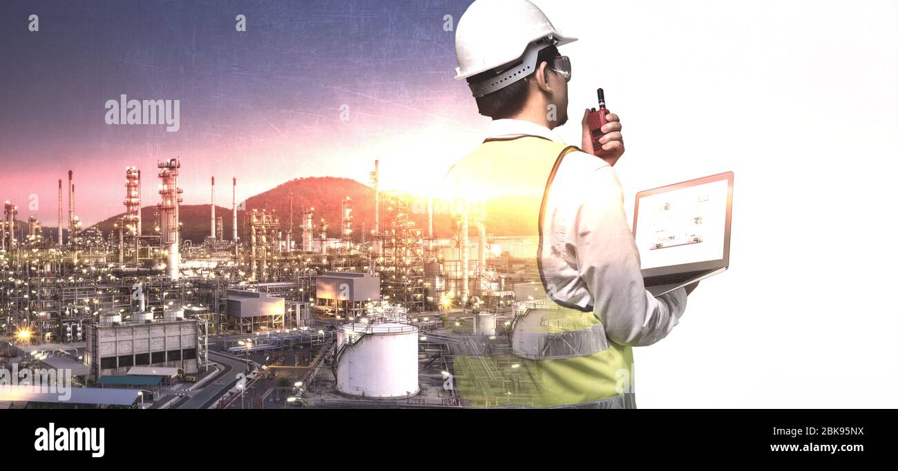 Manager engineer are working on oil refining industry. Refinery ...