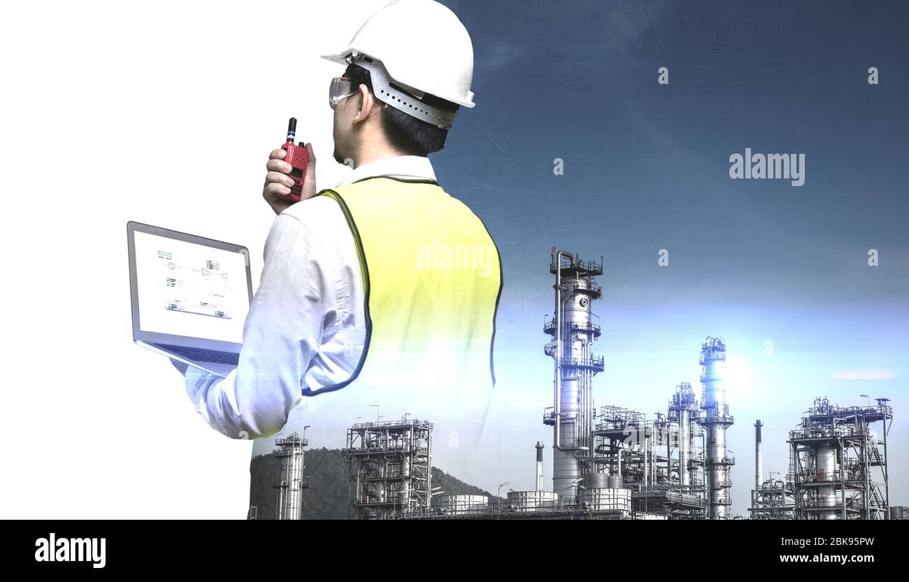 Manager engineer are working on oil refining industry. Refinery ...