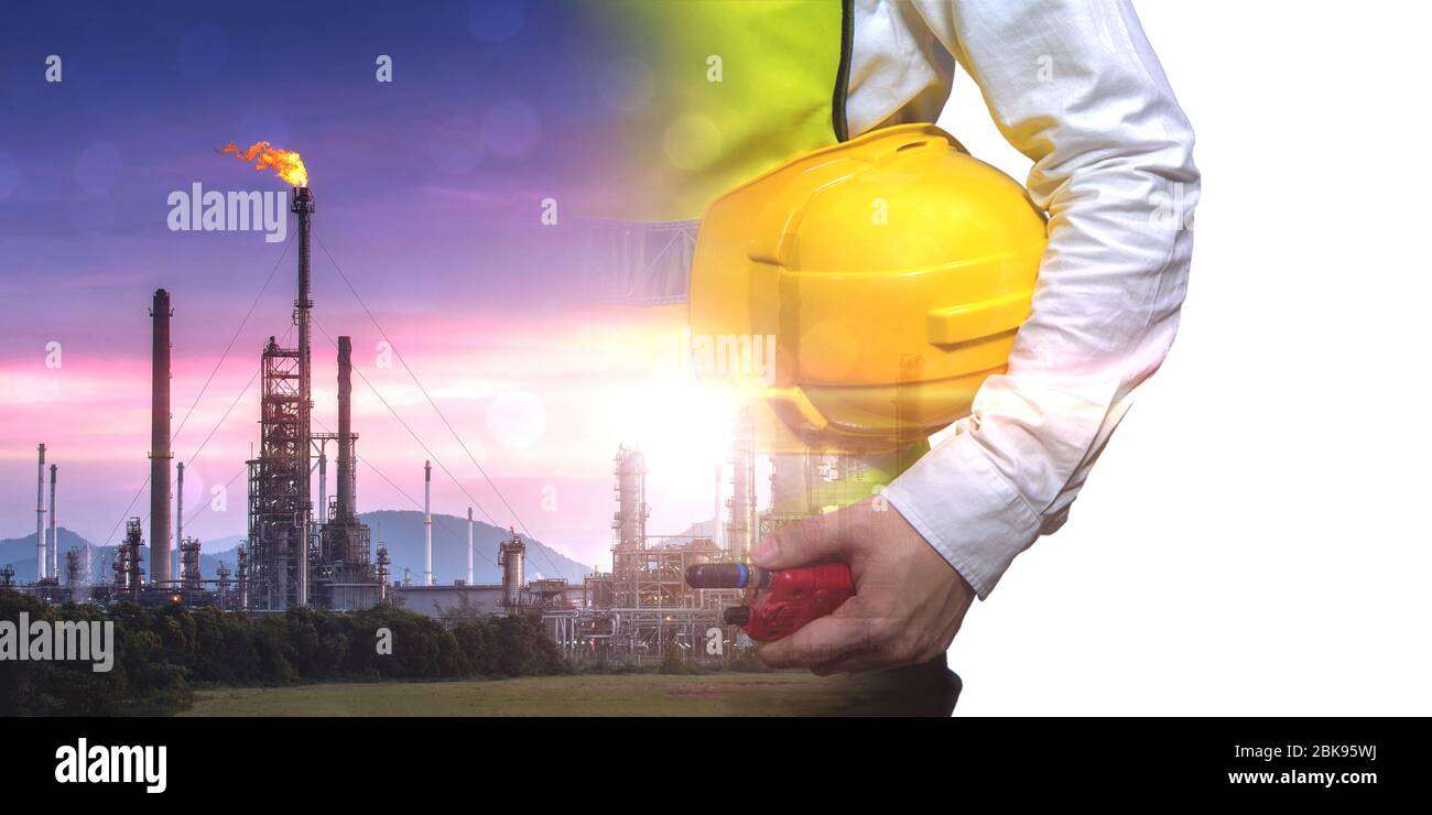Manager engineer are working on oil refining industry. Refinery ...