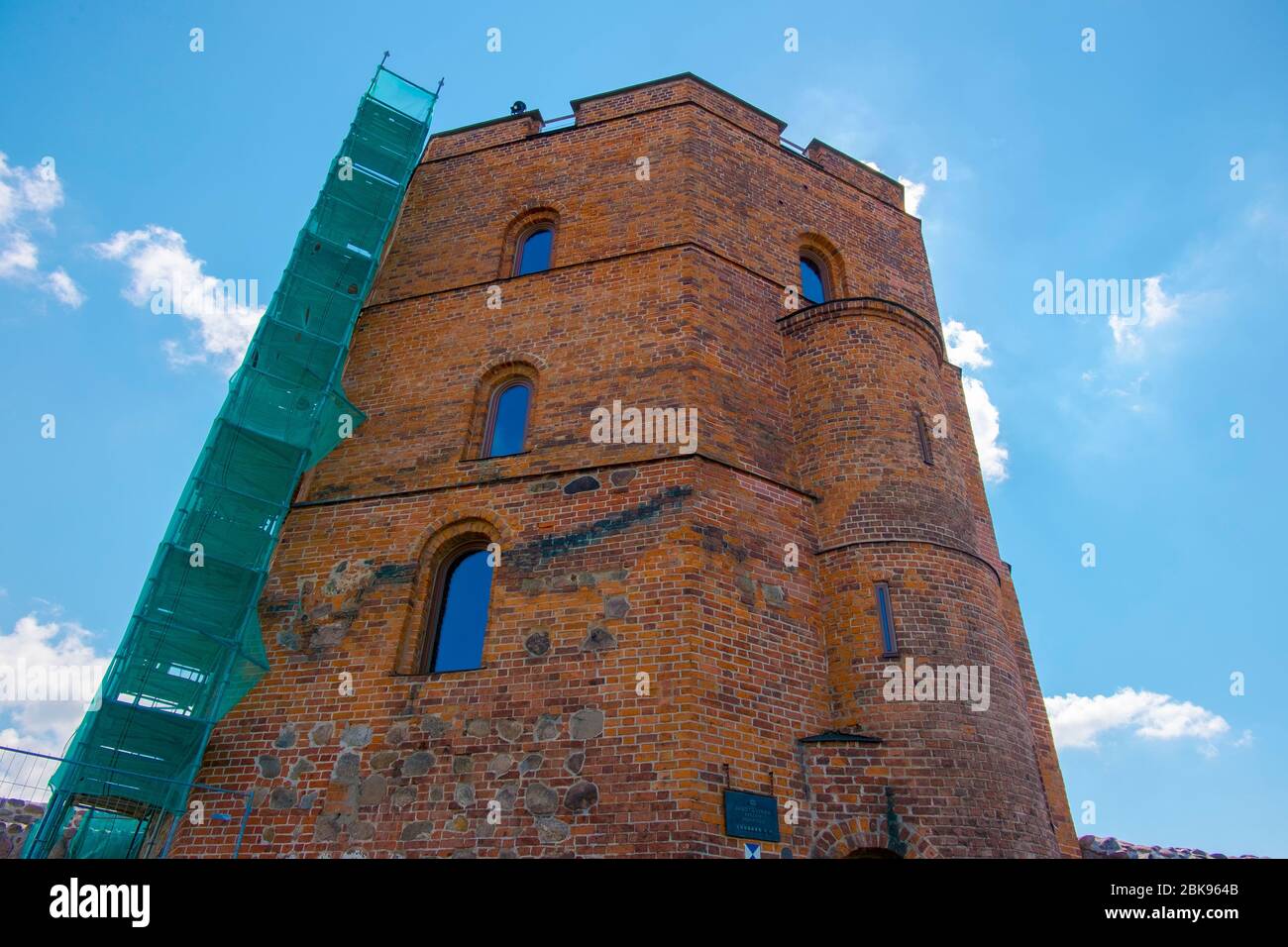 The famous landmark Gediminas red brick, octagonal Castle, under ...