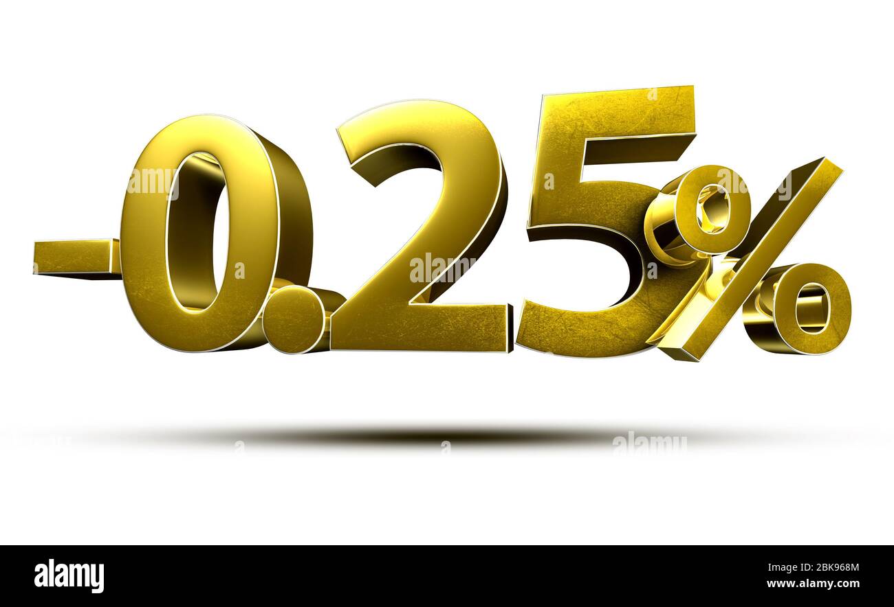 3D illustration -0.25 Percent Gold isolated on a white background.(with ...