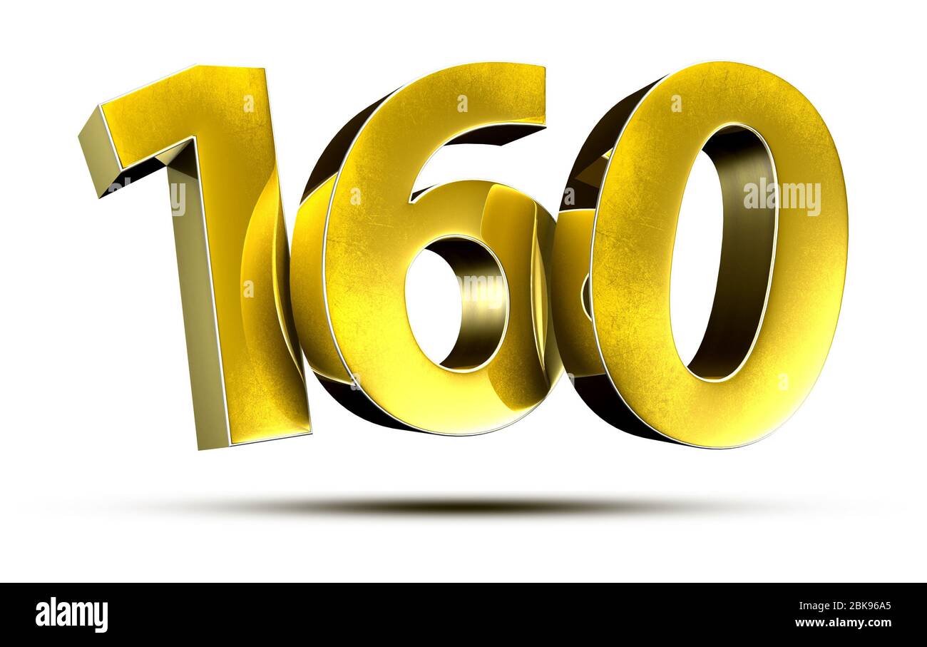 3D illustration Numbers 160 Gold isolated on a white background.(with ...