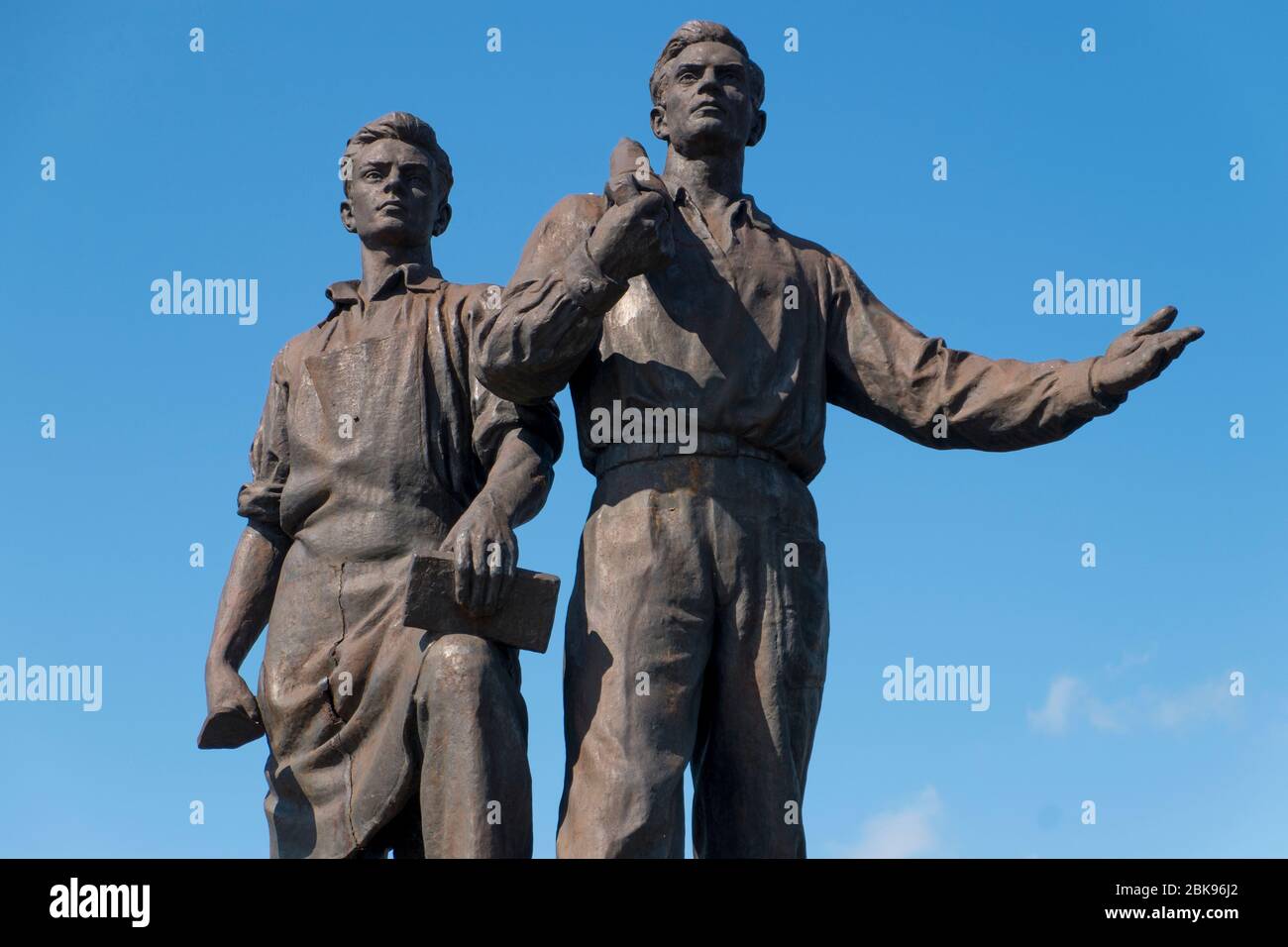 Two workers, bricklayer, steel riveter. The bronze sculptures were ...