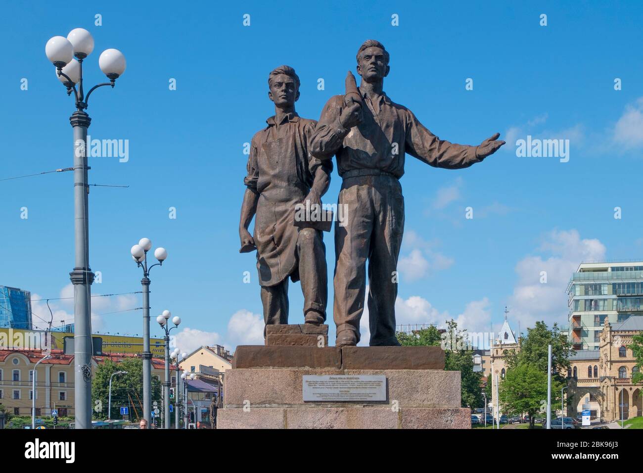 Two workers, bricklayer, steel riveter. The bronze sculptures were ...