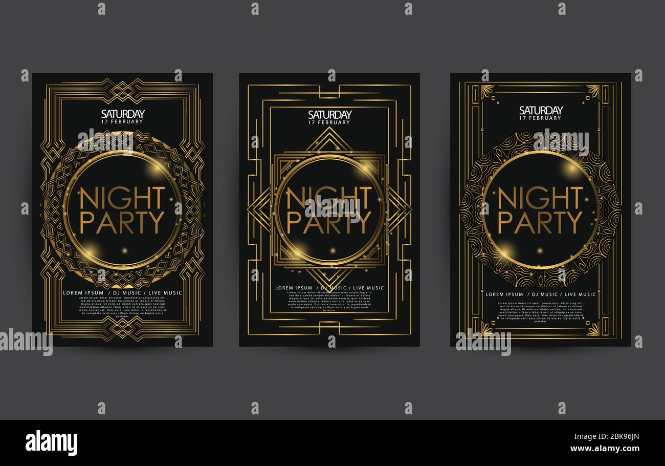 golden night club party poster template for club party flyer, colorful ...