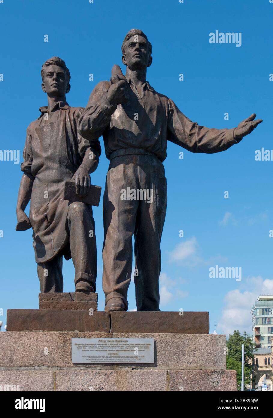 Two workers, bricklayer, steel riveter. The bronze sculptures were ...