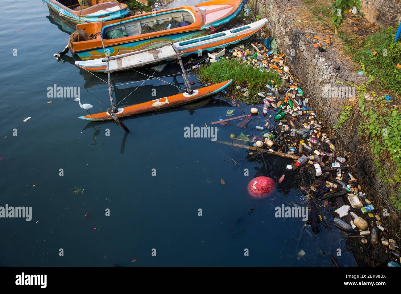 Massive plastic pollution on Negombo Lagoon at Negombo, Sri Lanka Stock ...