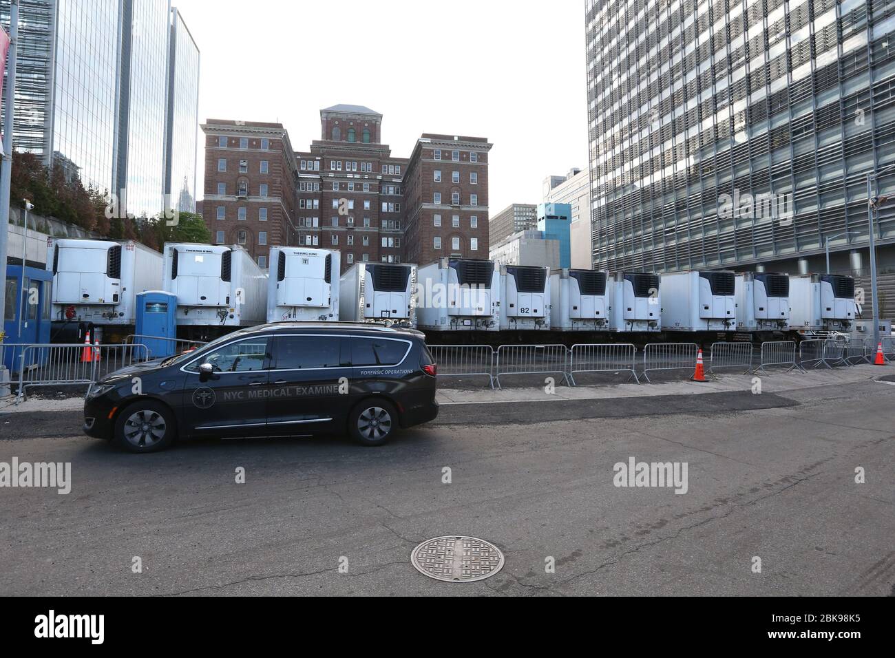 May 2, 2020, New York, NY, USA: In the rear of Bellevue Hospital, there ...