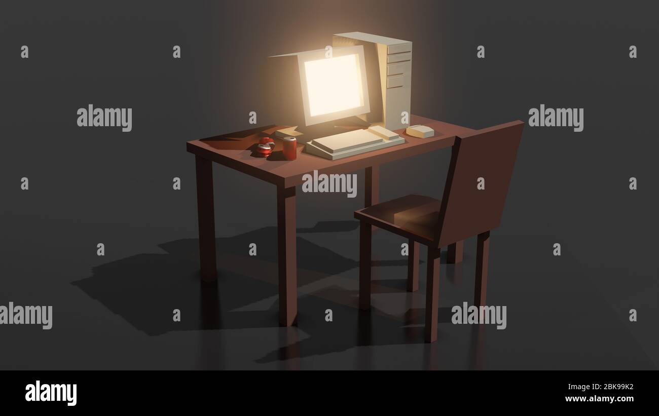 3D rendering of old computer monitor in dark Stock Photo - Alamy