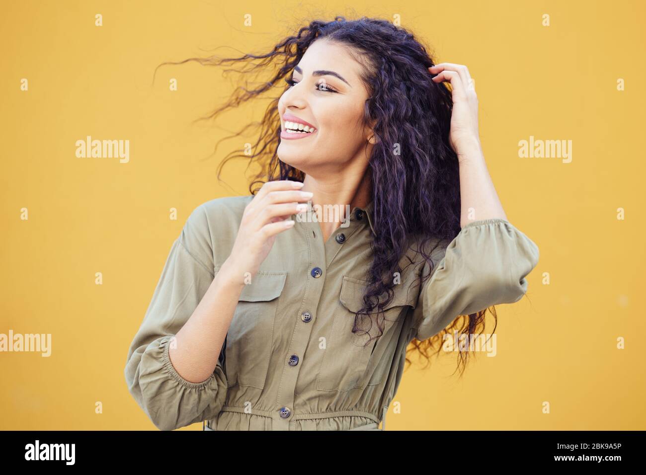 Hair wind curly hi-res stock photography and images - Alamy