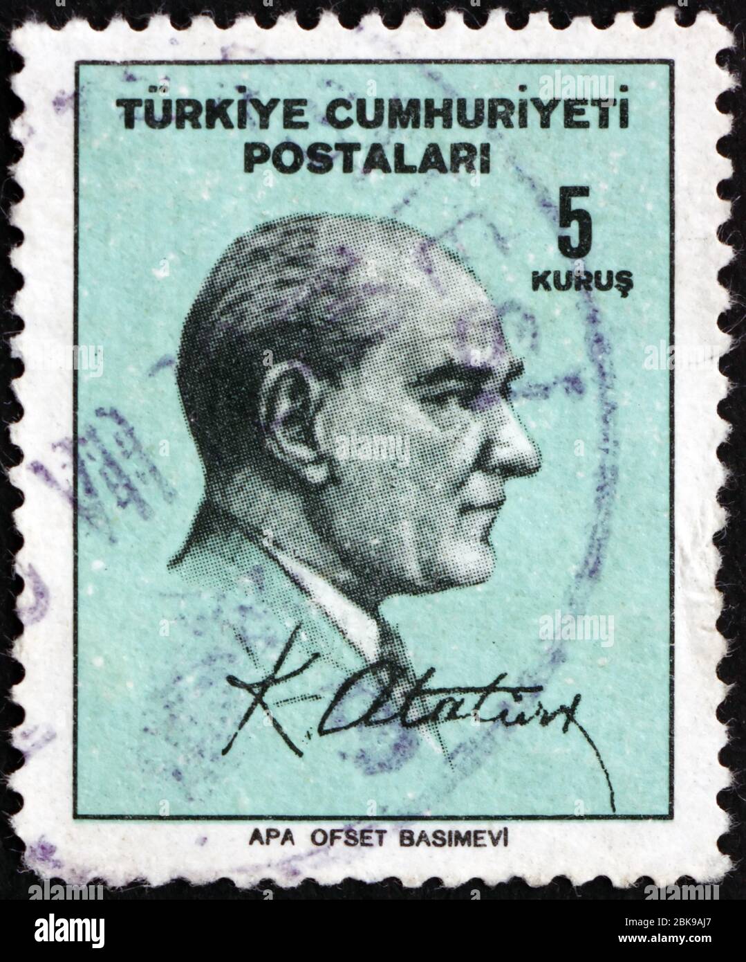 TURKEY - CIRCA 1965: a stamp printed in the Turkey shows Mustafa Kemal ...