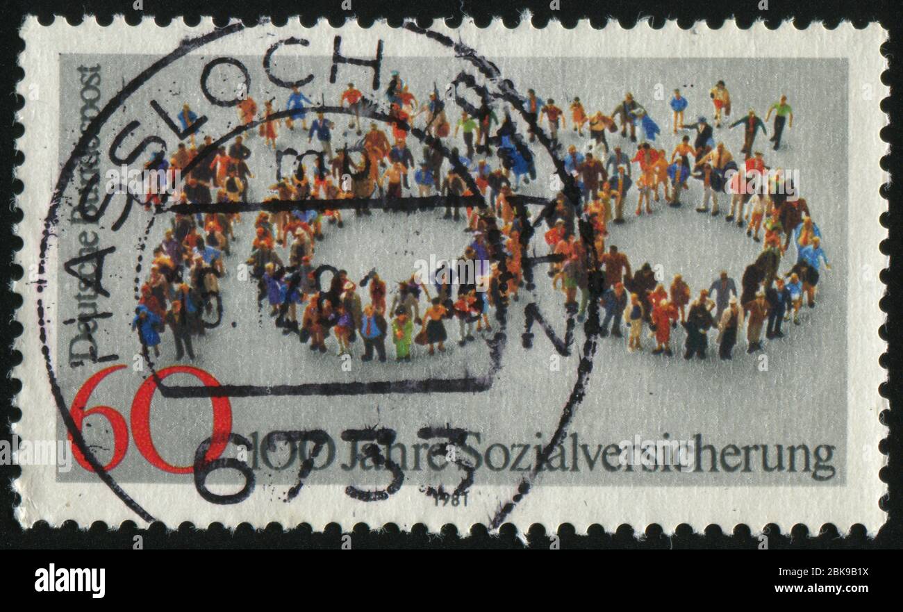 GERMANY- CIRCA 1981: stamp printed by Germany, shows Social Insurance ...