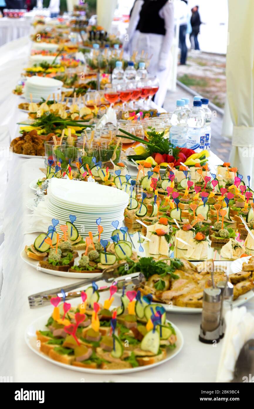 Dishes on the banquet table Stock Photo - Alamy