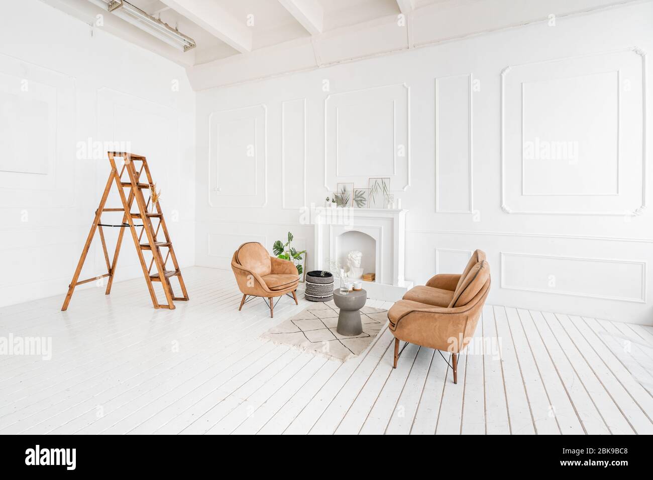 Stay home. Morning in light interior in mansion . Bright and clean ...