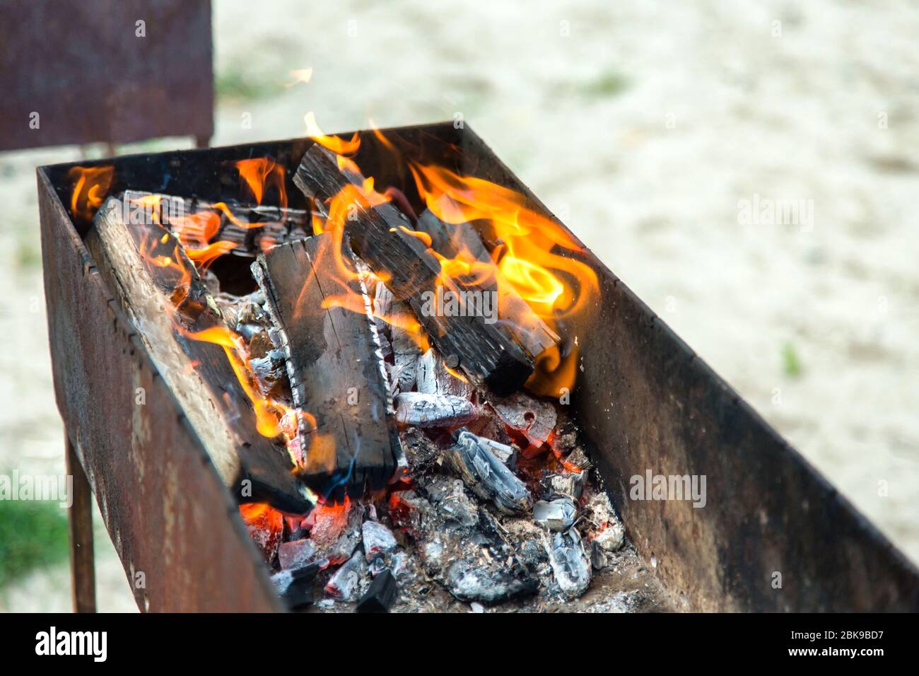 Fire brightly burning in the brazier Stock Photo - Alamy