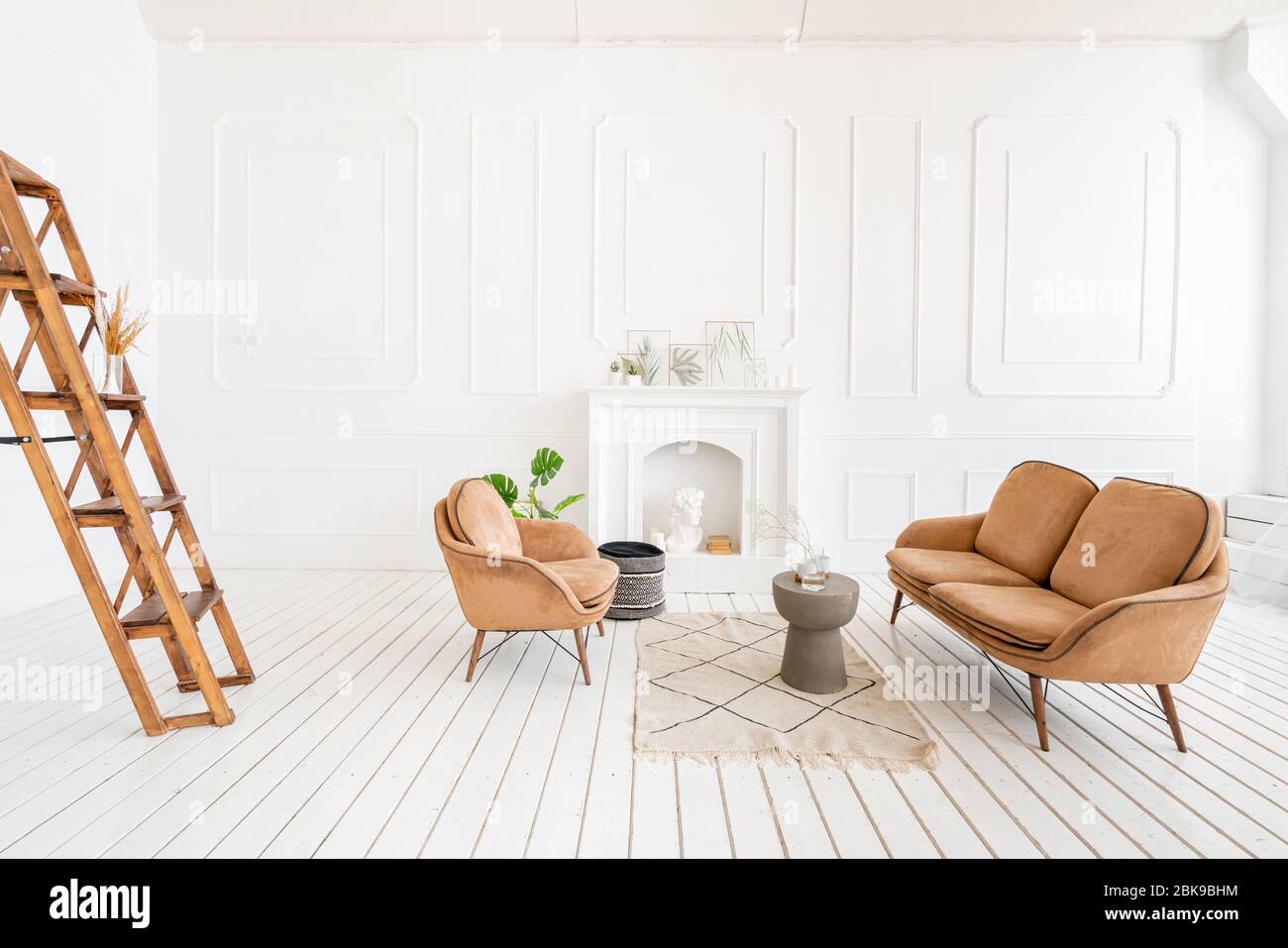 Stay home. Morning in light interior in mansion . Bright and clean ...