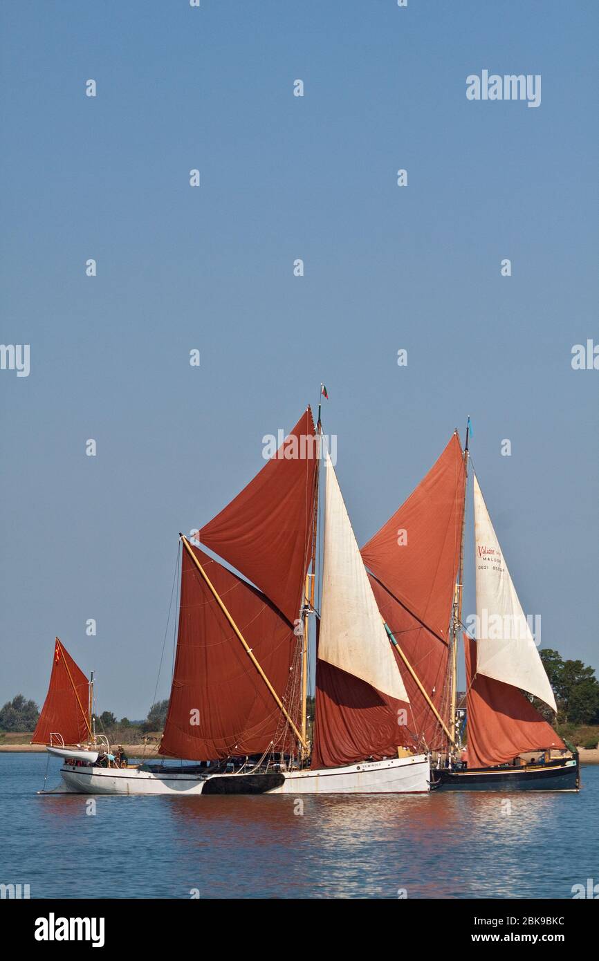The Thames sailing barges Reminder and Edith May in full sail Stock ...
